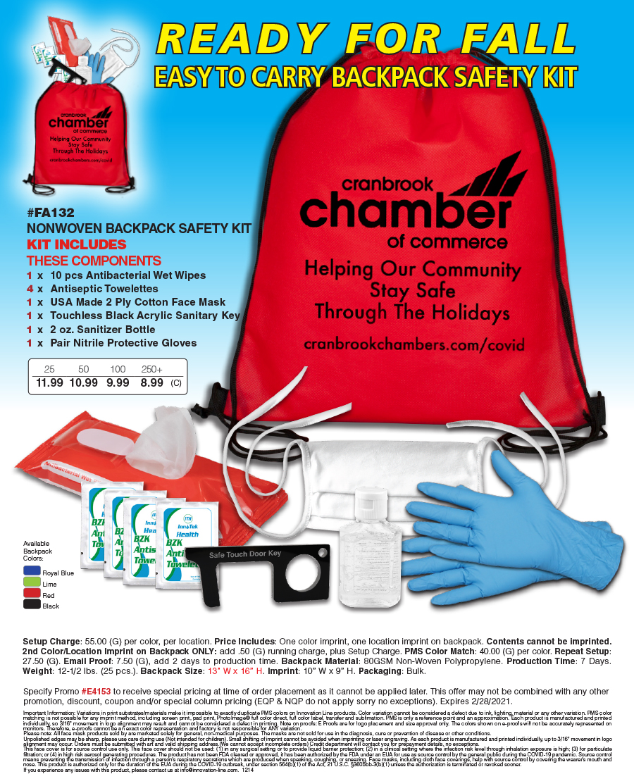 FA132 Nonwoven Backpack Safety Kit